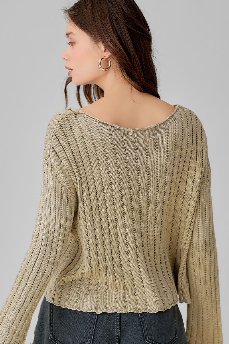 PROVA | Colette Ribbed Knit Cardigan Top